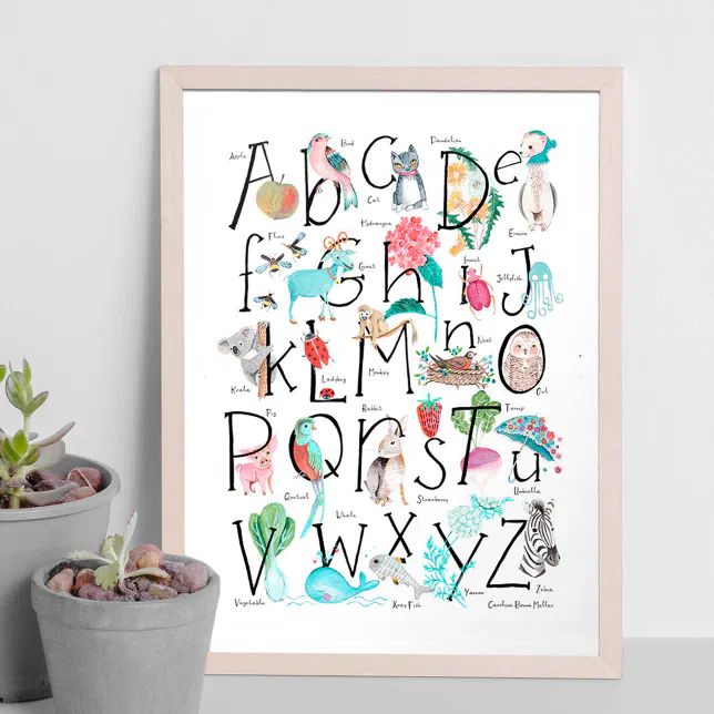 Cute kids ABC Alphabet | Children Wall Art | Zazzle
