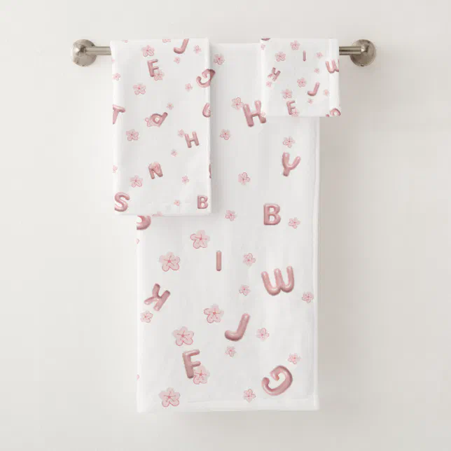 Cute kids ABC Alphabet flower Children school Bath Towel Set | Zazzle