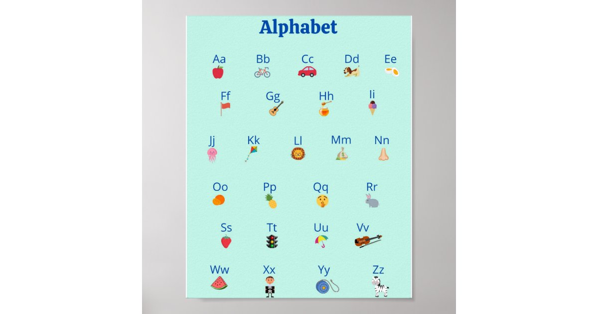 Cute kids ABC Alphabet Poster | Children Wall Art | Zazzle