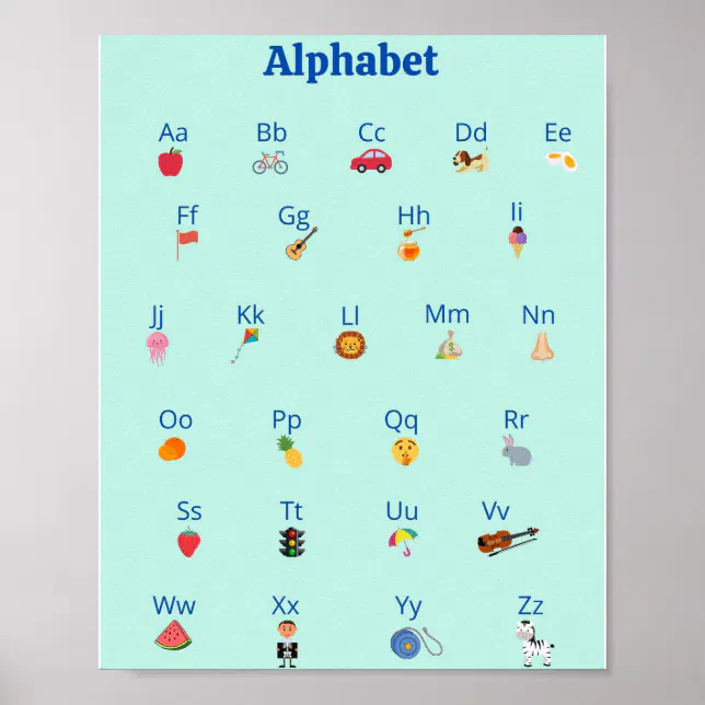 Cute kids ABC Alphabet Poster | Children Wall Art | Zazzle
