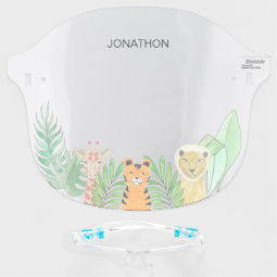 Cute Kid's Animals Children's Theme Pastel Name Face Shield | Zazzle