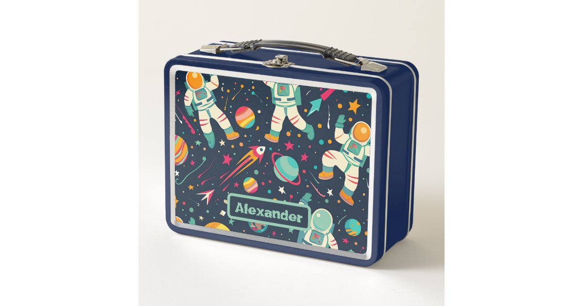 Cute Kids Astronaut Custom Metal Lunch Box | Zazzle