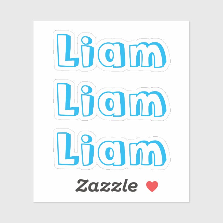 Cute Kids Blue Name Sticker | Zazzle