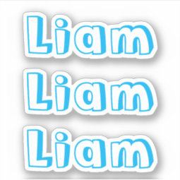 Cute Kids Blue Name Sticker | Zazzle