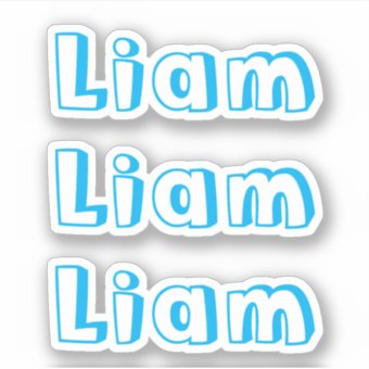 Cute Kids Blue Name Sticker | Zazzle