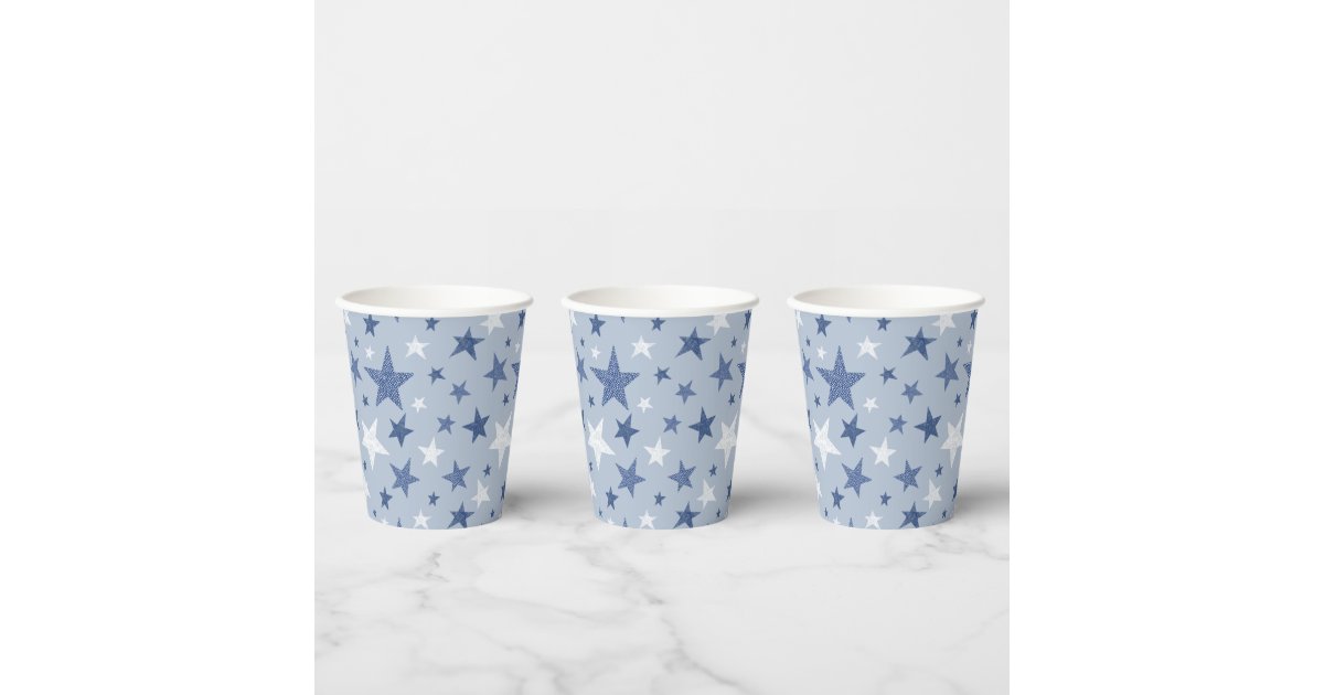 Cute Kids Blue Stars Paper Cups | Zazzle