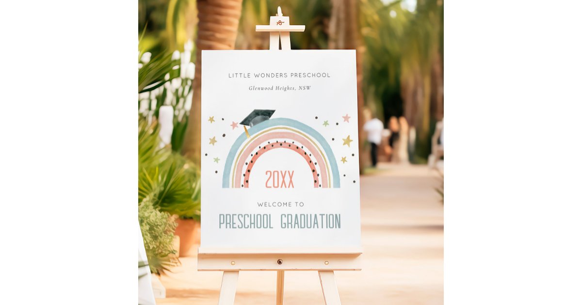 Cute Kids Boho Rainbow Stars Preschool Graduation Foam Board | Zazzle