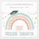 Cute Kids Boho Rainbow Stars Preschool Graduation Square Sticker | Zazzle