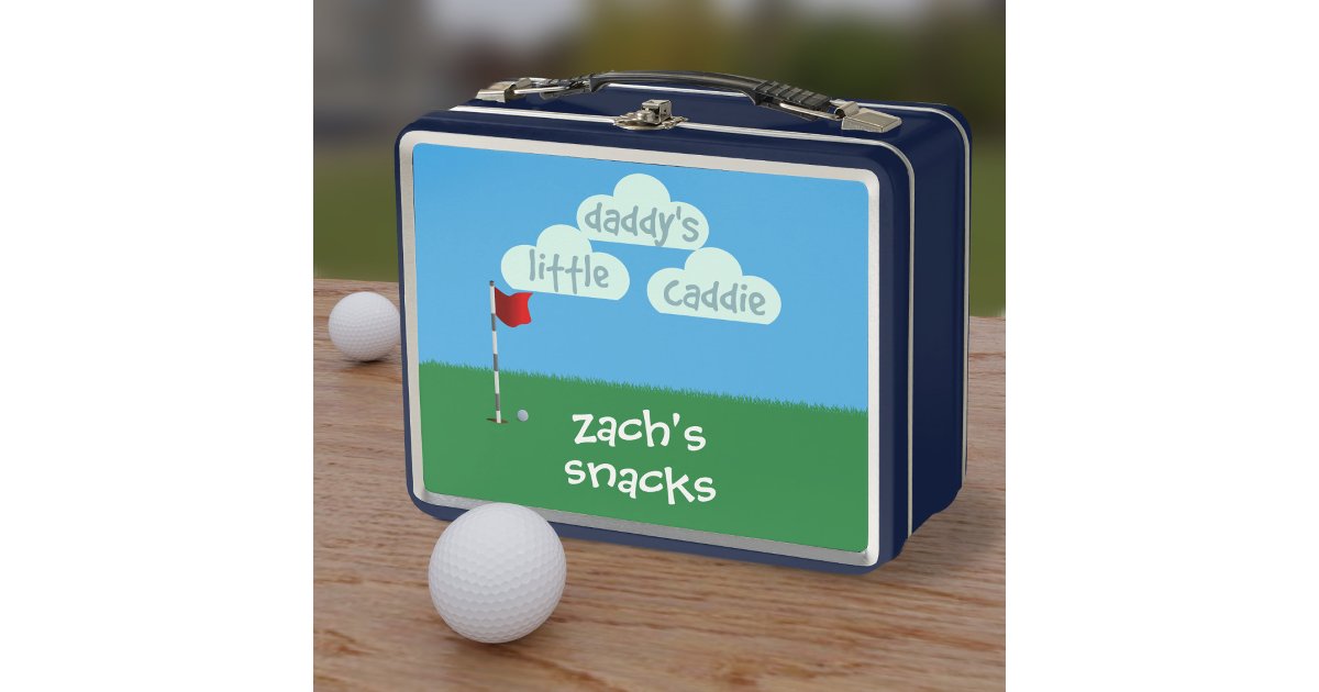 Cute Kids Cartoon Golf Daddy's Little Caddie Metal Lunch Box | Zazzle
