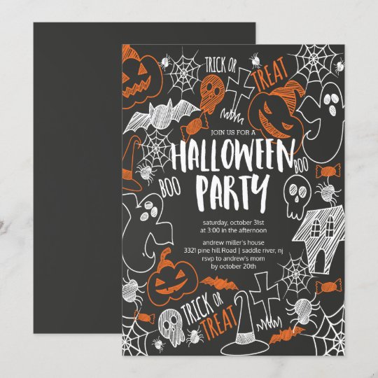 Cute kids chalkboard Halloween Party Invitation | Zazzle.com