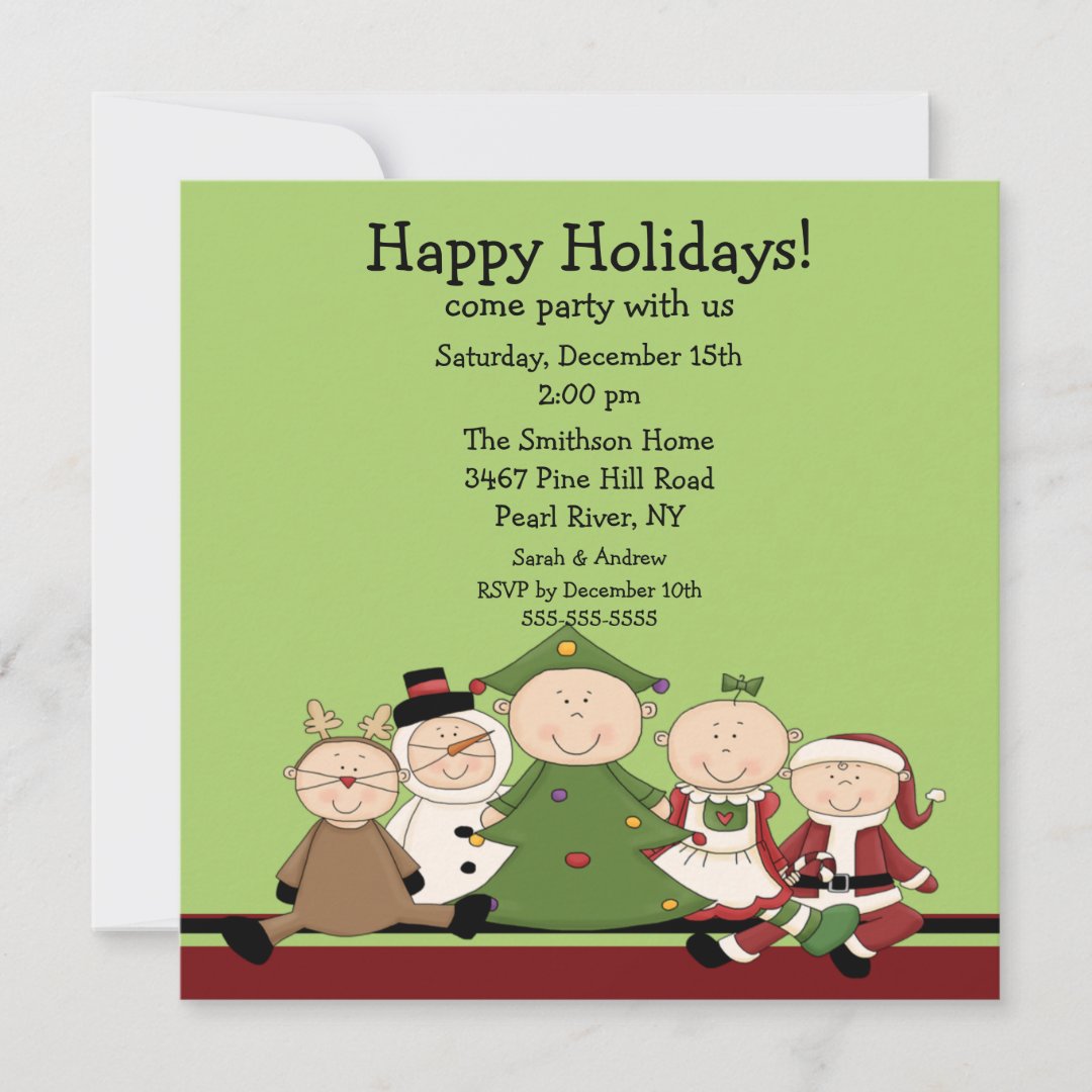 Cute Kids Christmas Party Invitation | Zazzle