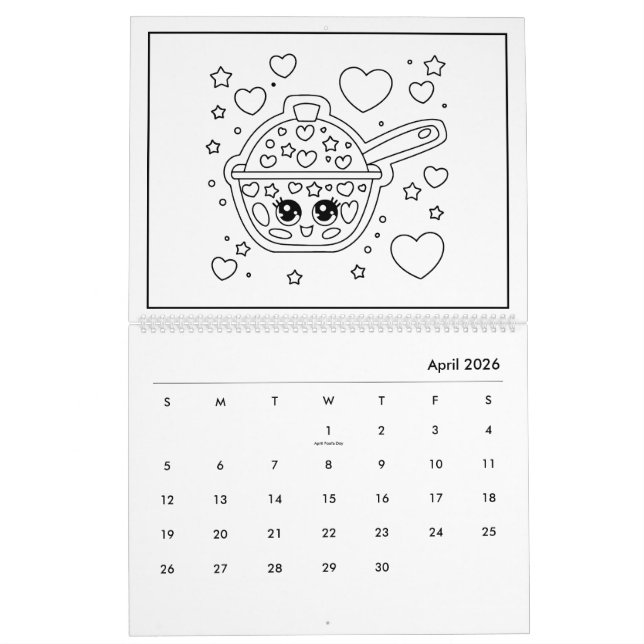 kids calendar coloring pages
