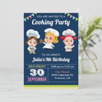 Cute Kids Cooking Baking Birthday Party Invitation | Zazzle