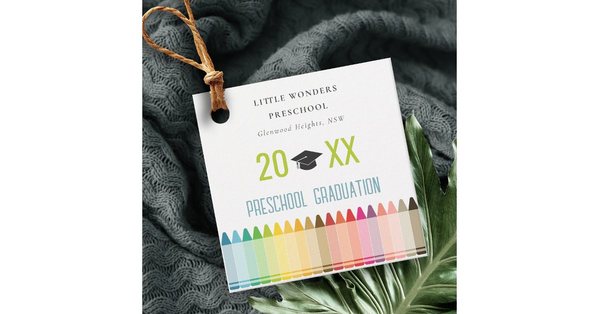 Cute Kids Crayon Fun Rainbow Preschool Graduation Favor Tags | Zazzle