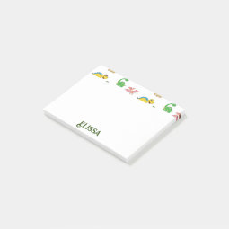 Cute Kids Dinosaur Animal Pattern Watercolor Name Post-it Notes | Zazzle