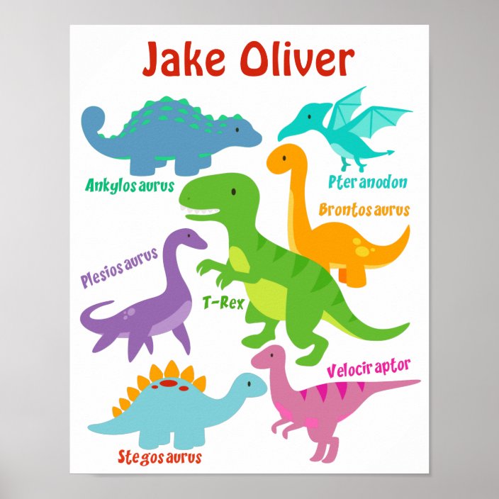 Cute Kids Dinosaur Nursery Poster | Zazzle.com