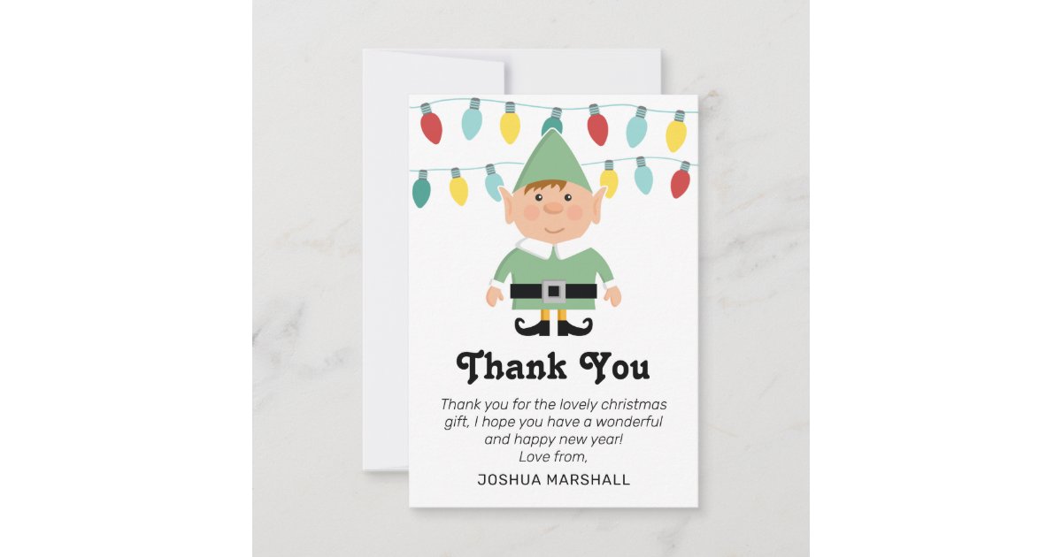 Cute Kids Elf Christmas Thank You | Zazzle