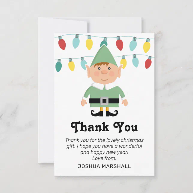 Cute Kids Elf Christmas Thank You | Zazzle