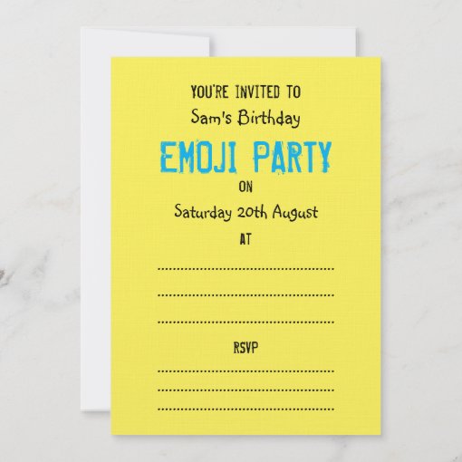 Cute Kids Emoji Party Happy Face Emoticon Invitation | Zazzle