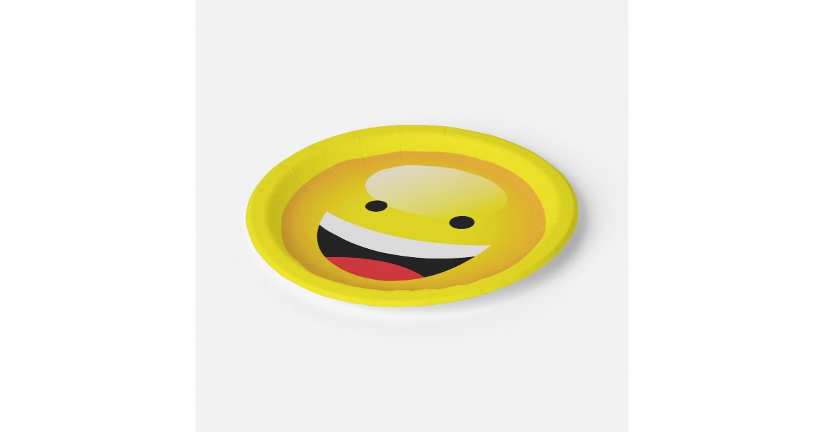 Cute Kids Emoji Party Happy Face Emoticon Paper Plates | Zazzle