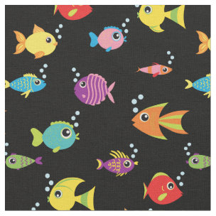 Colorful Tropical Aquarium Fish Fabric | Zazzle