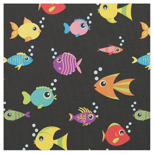 Colorful Tropical Aquarium Fish Fabric | Zazzle