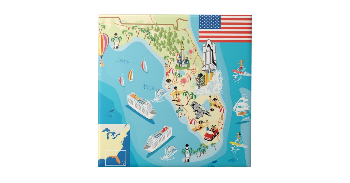 Cute Kids Florida Map Ceramic Tile | Zazzle