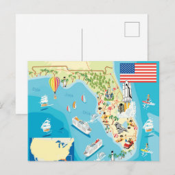 Cute Kids Florida Map Postcard | Zazzle