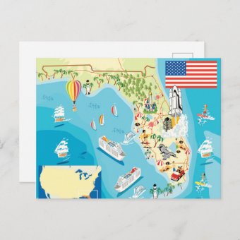 Cute Kids Florida Map Postcard | Zazzle