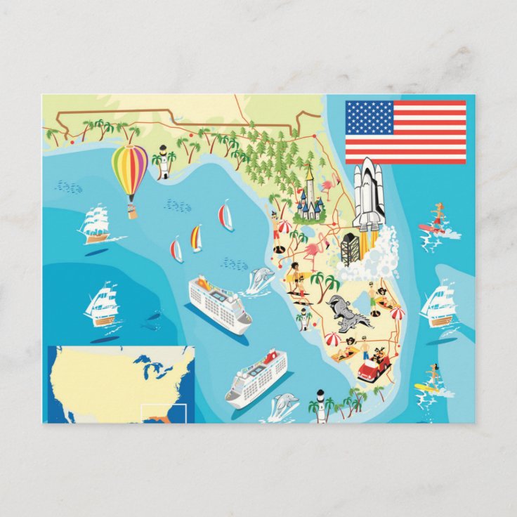 Cute Kids Florida Map Postcard | Zazzle