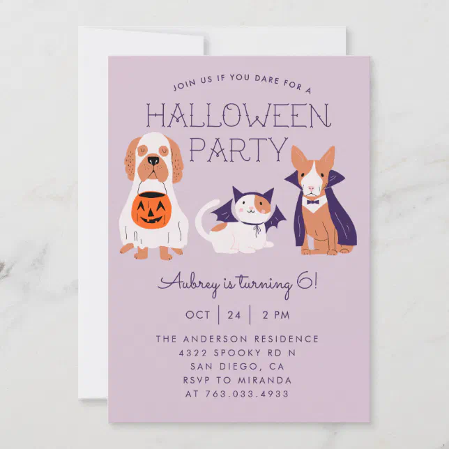 Cute Kids Halloween Birthday Party Invitation | Zazzle