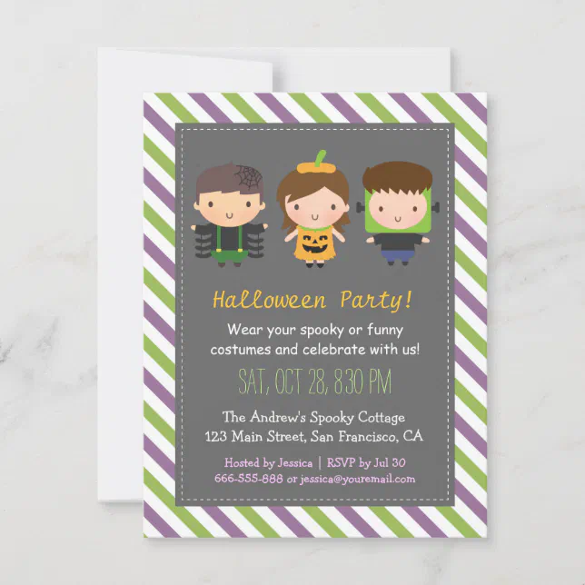 Cute Kids Halloween Birthday Party Invitations | Zazzle