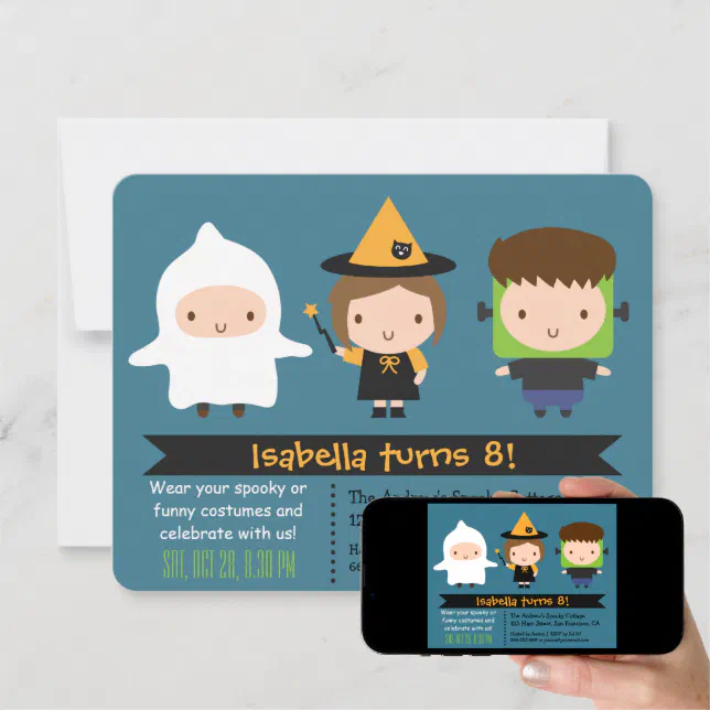 Cute Kids Halloween Birthday Party Invitations | Zazzle