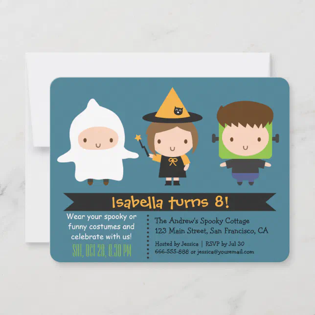 Cute Kids Halloween Birthday Party Invitations | Zazzle