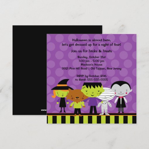 Cute Kids Halloween Costume Party Invitation | Zazzle