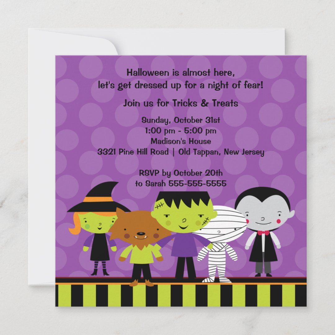 Cute Kids Halloween Costume Party Invitation | Zazzle