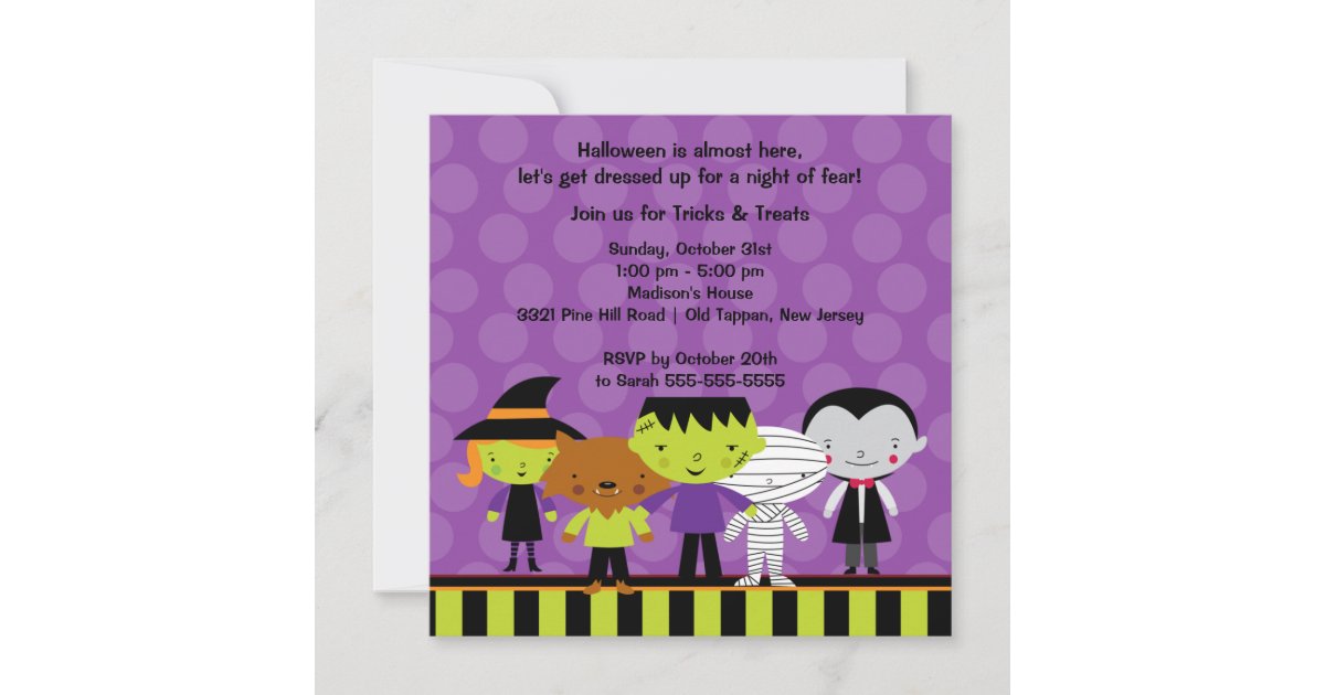 Cute Kids Halloween Costume Party Invitation | Zazzle