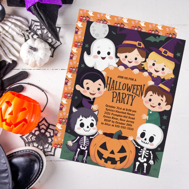 Cute Kids Halloween Costume Party Invitation | Zazzle