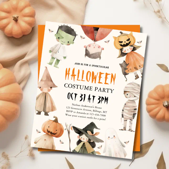 Cute Kids Halloween Costume Party Invitation | Zazzle