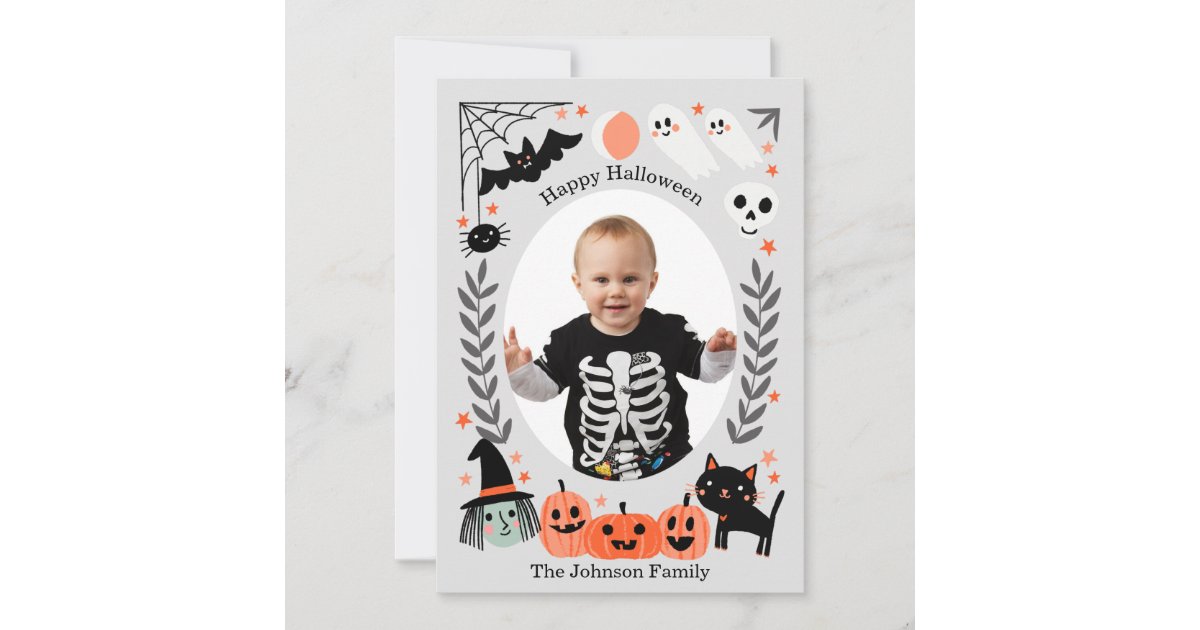 Cute Kids Halloween Photo Card | Zazzle