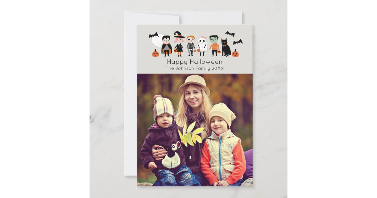 Cute Kids Halloween Photo Card | Zazzle