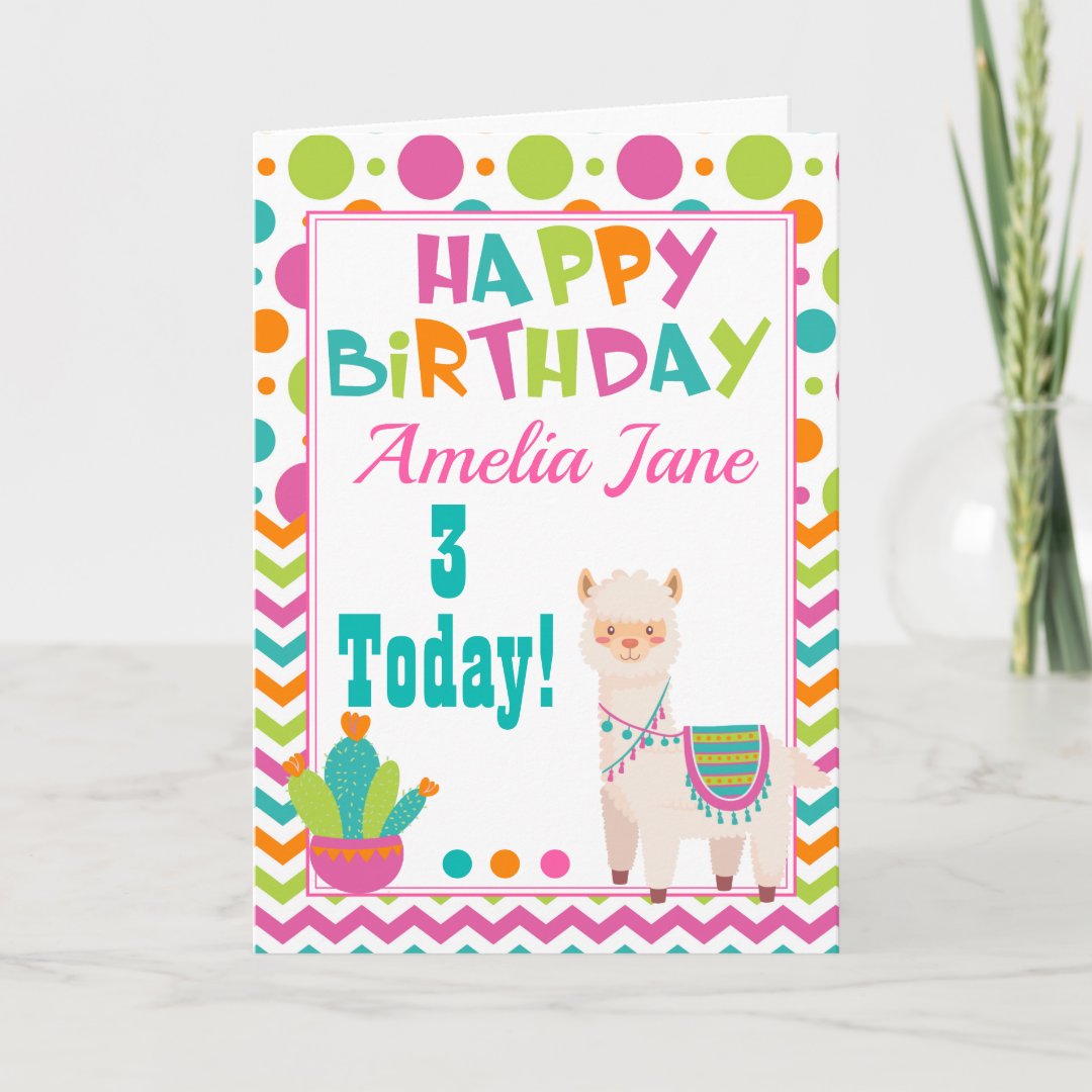 Cute Kids Llama Birthday Card | Zazzle