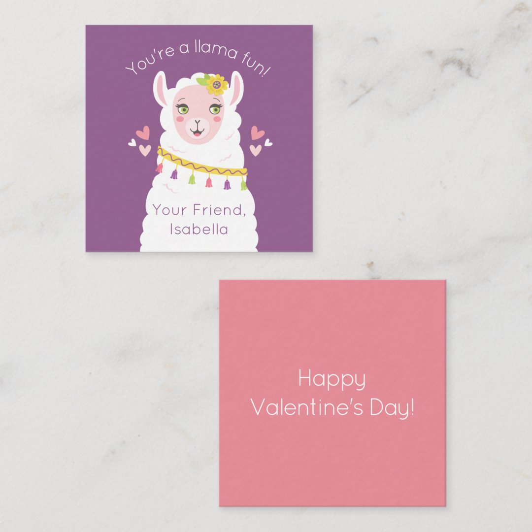Cute Kids Llama Valentine Note Card | Zazzle