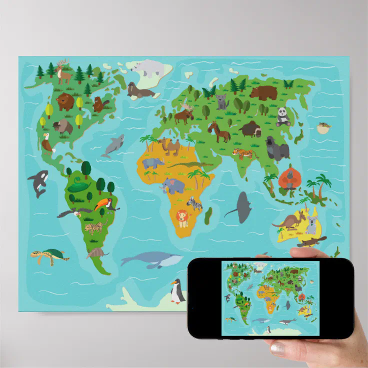 Cute Kids Map Poster | Zazzle