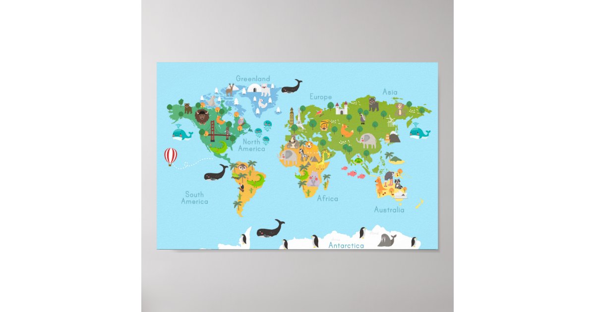 Cute Kids Map Poster | Zazzle