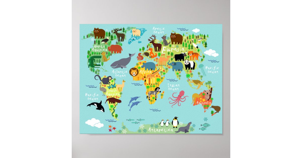 Cute Kids Map Poster | Zazzle