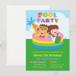 Cute Kids Mini Inflatable Pool Birthday Party Invitation | Zazzle
