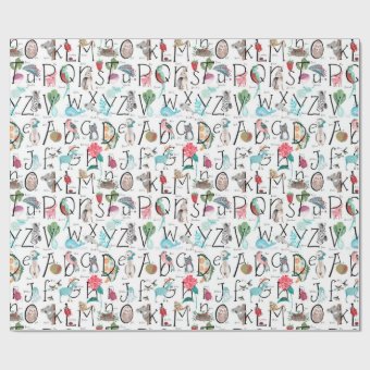 Cute kids nursery ABC | Alphabet pattern Wrapping Paper | Zazzle