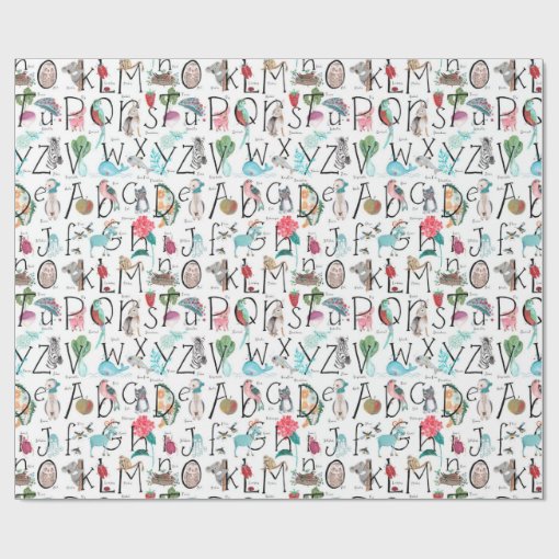 Cute kids nursery ABC | Alphabet pattern Wrapping Paper | Zazzle
