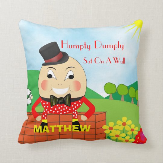 Cute Kids Nursery Rhyme Humpty Dumpty Personalized Throw Pillow ...